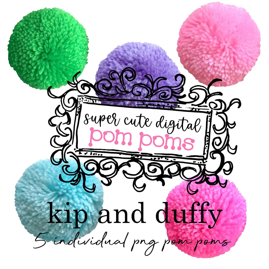 SUPER Cute Pom Pom Individual Clip Art, PNG, Digital Scrapbooking - Etsy