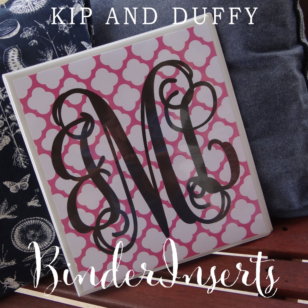 Preppy Monogrammed Binder Insert, Binder Inserts, Monogrammed Binder ...