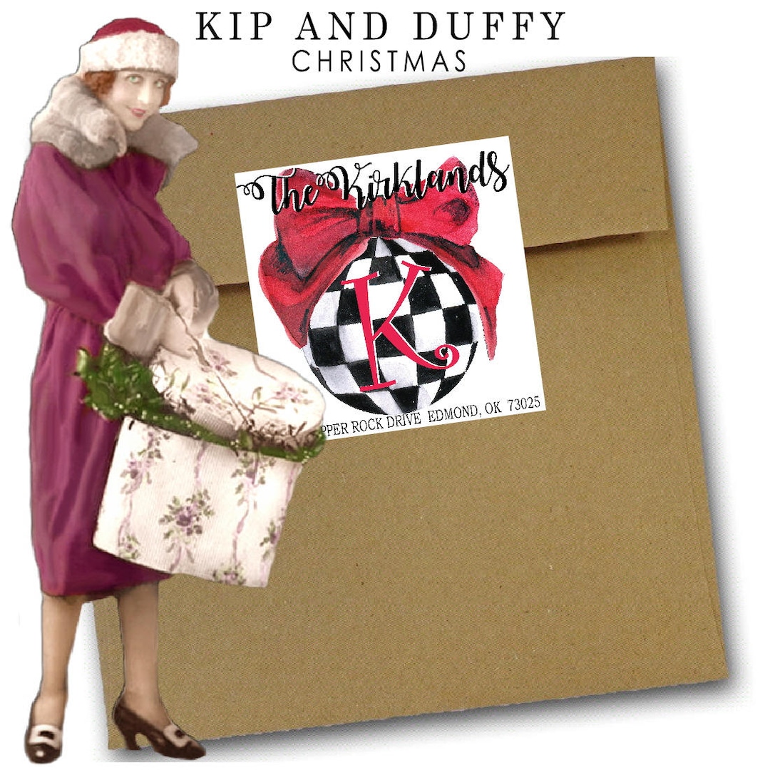 Christmas Ornament, Preppy Christmas Ornament Address Labels, Preppy ...