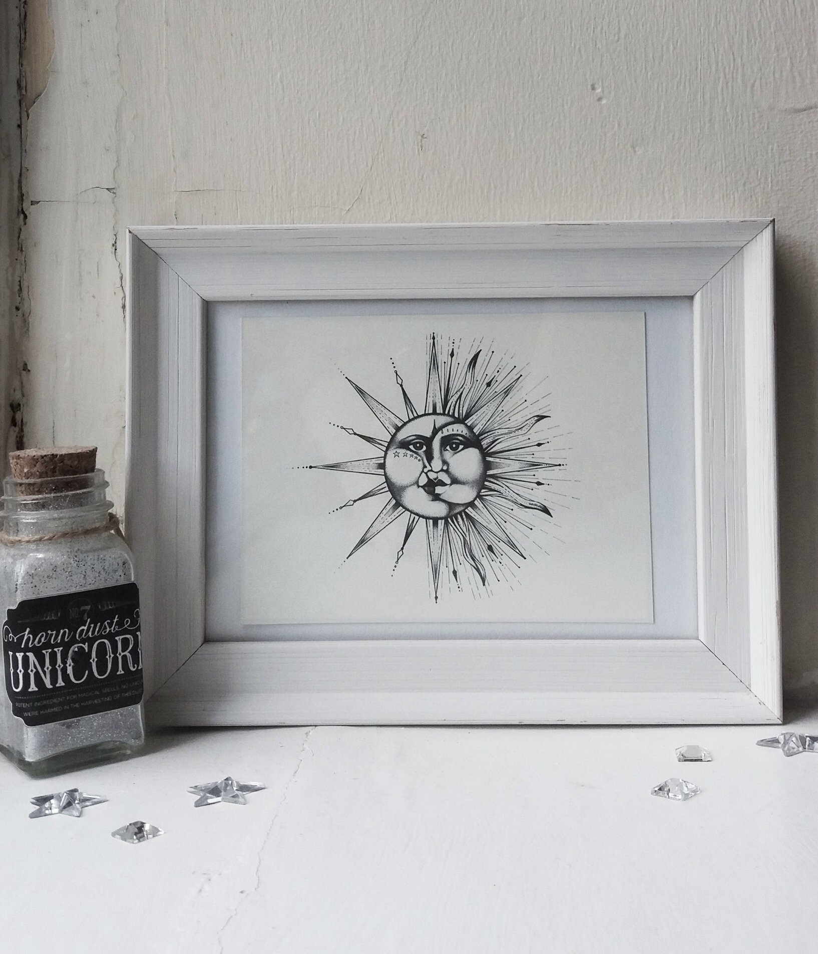The Sun & the Moon - Art Print - Pen and Ink - Celestial Illustration ...