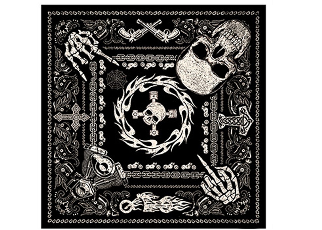 Biker Skull Bandana: Middle Finger Motorcycle Scarf - Etsy