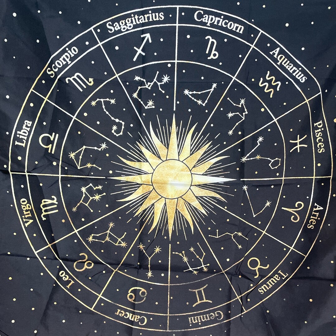 Large Silk Astrology Card/altar Cloth With Sun Constellations & Sign ...