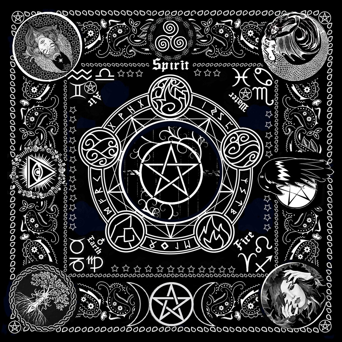 Witchcraft Bandana Wicca Pagan Fashion Accessories Goth | Etsy