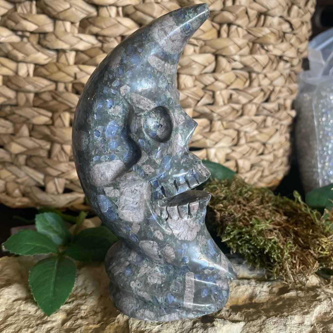 Llanite Rhyolite Moon Skull Polished Carved Genuine Crystal Gemstone - Etsy