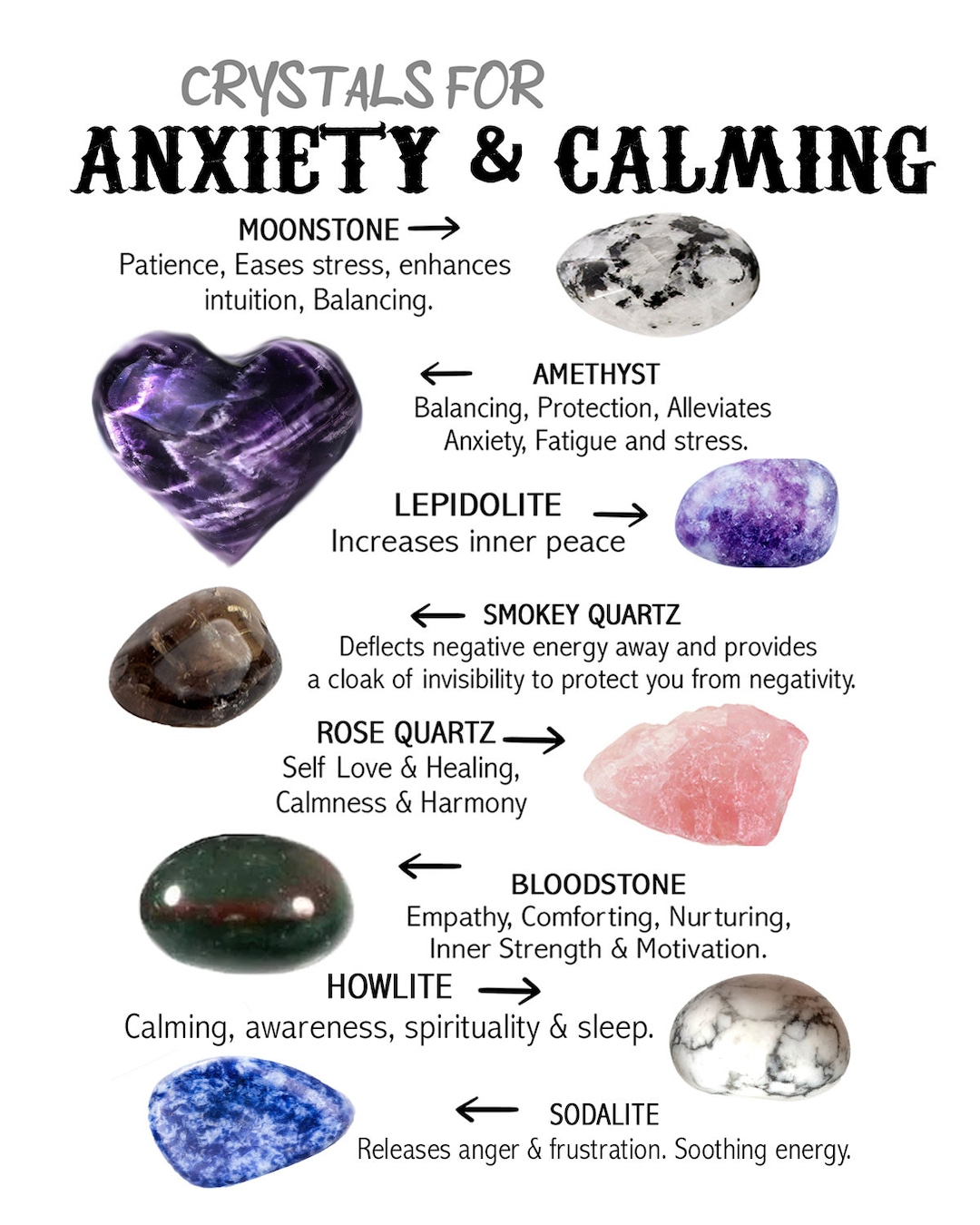 Anxiety Gemstone Gift Set 0f 8 | Calming | Peace | Relaxation - Etsy