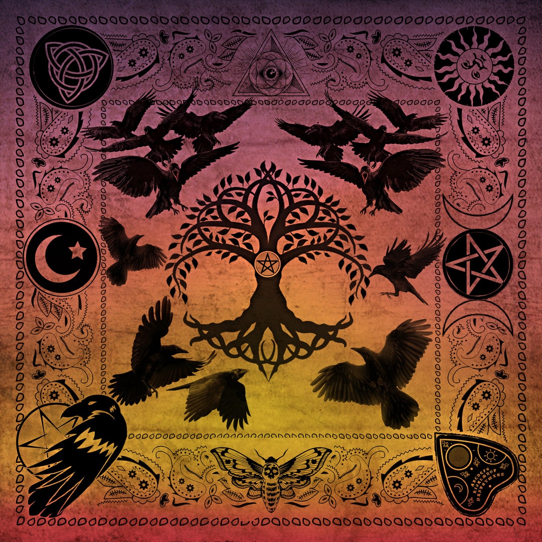 Witchcraft Bandana, Wicca Pagan Fashion Accessories, Goth Scarf Gift ...