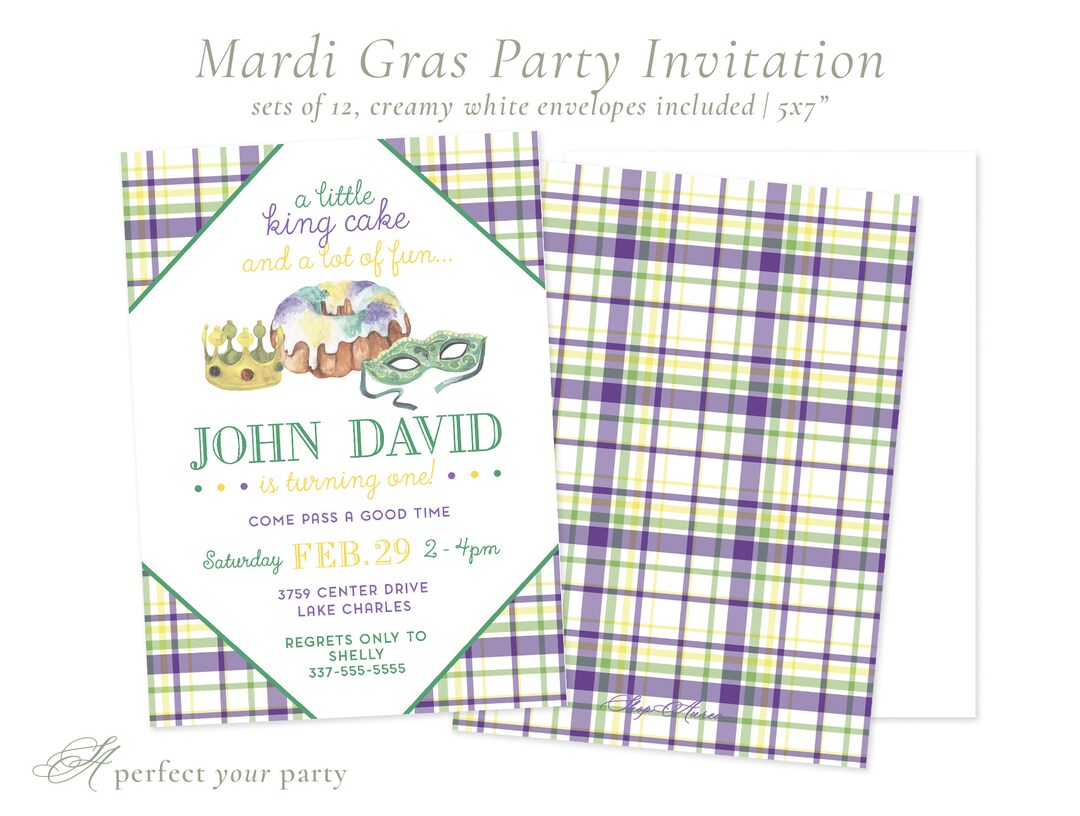 Mardi Gras Party Invitation | Birthday | Fat Tuesday | Louisiana ...