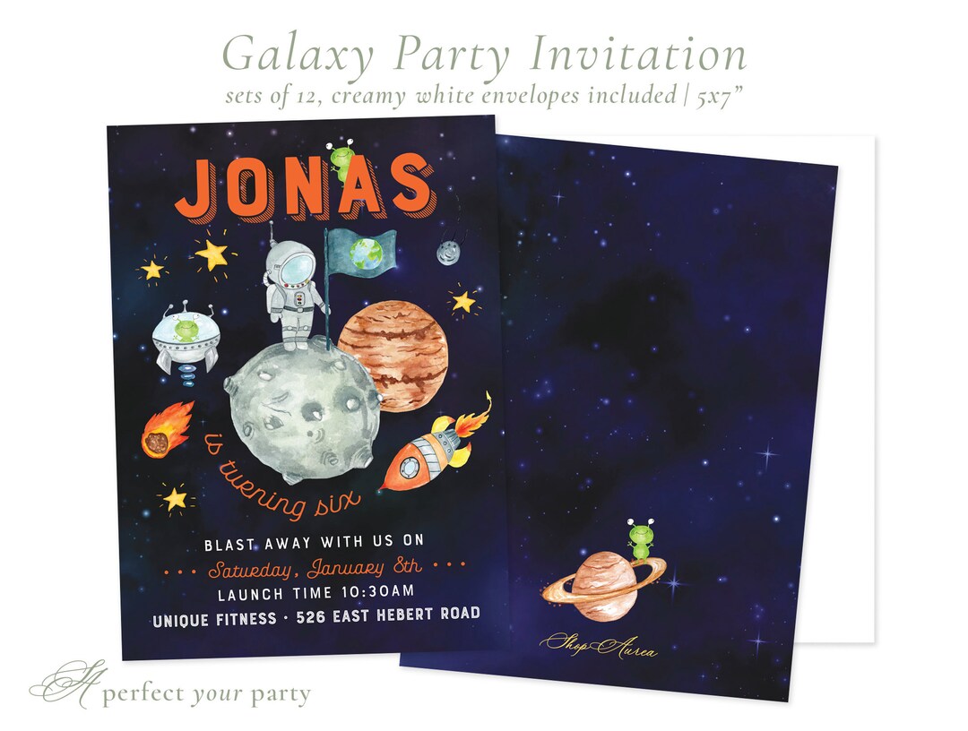 Galaxy Party Invitation | Space | Out of This World | Outer Space ...