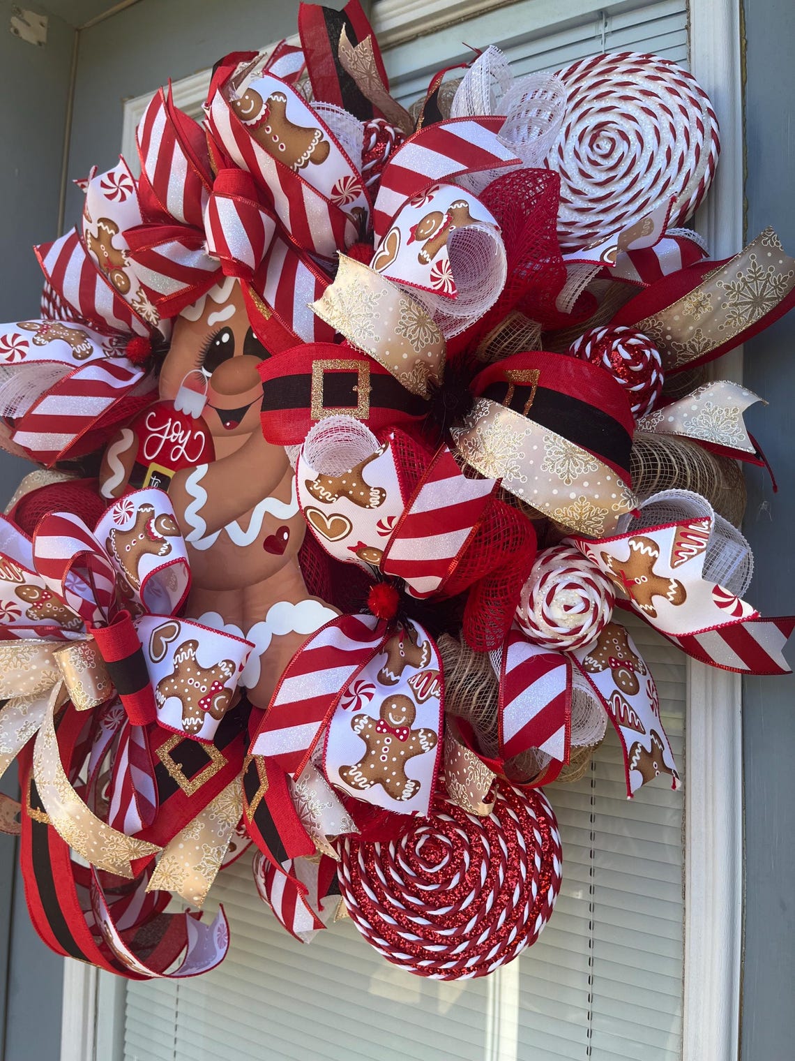 Gingerbread Christmas Holiday Mesh Wreath - Etsy