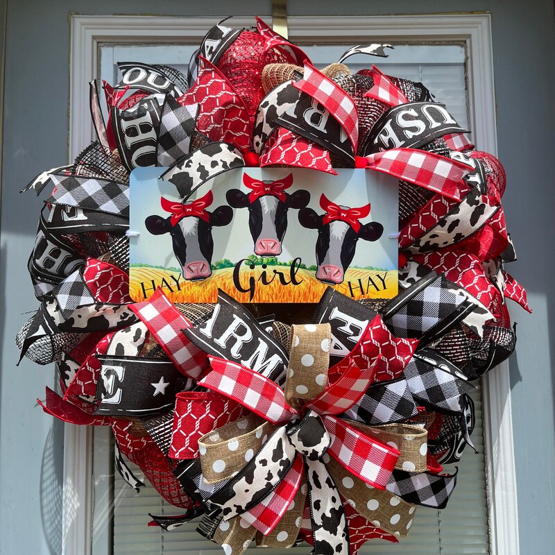 Cow Mesh Wreath - Etsy