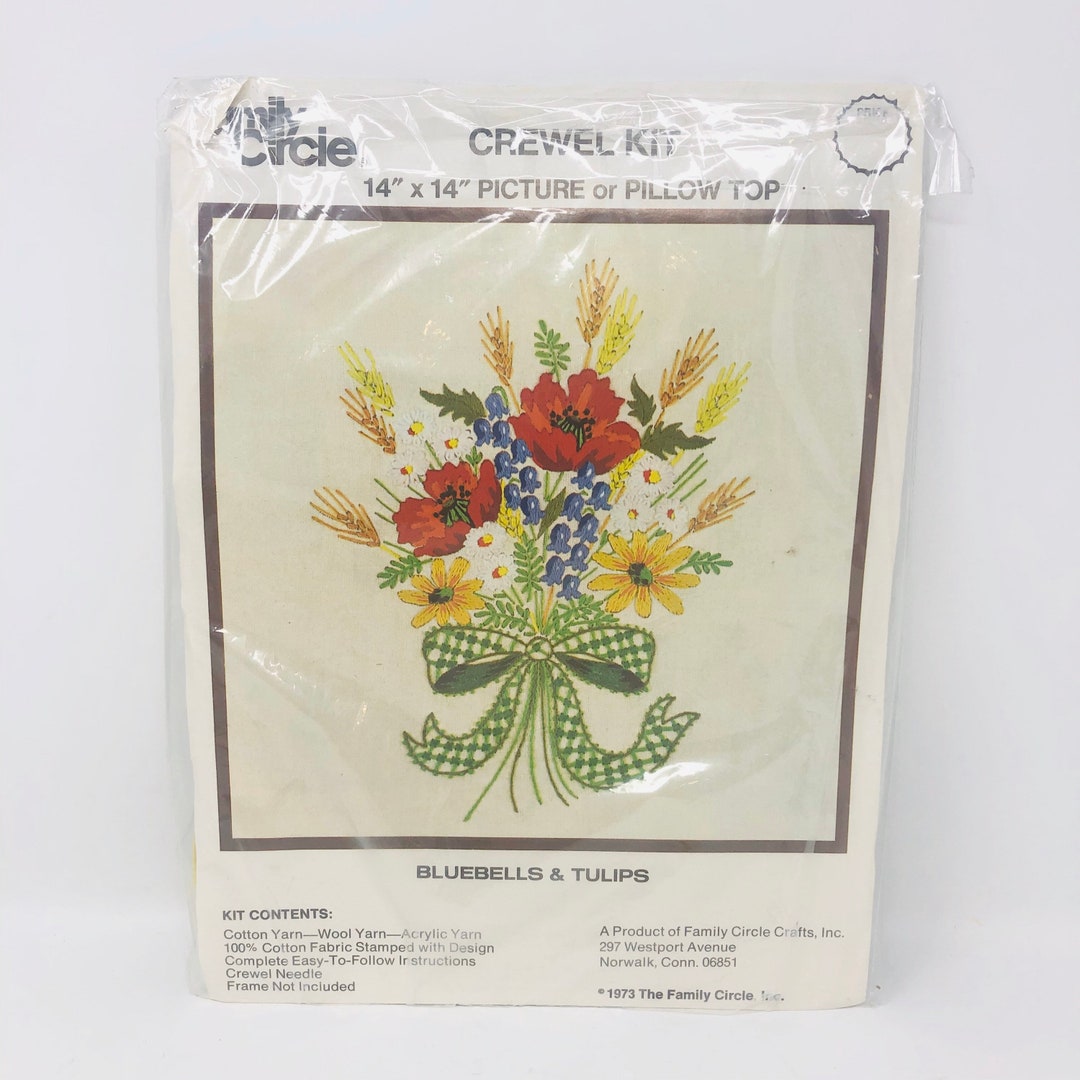 Vintage Floral Embroidery Crewel Kit by Family Circle Circa - Etsy