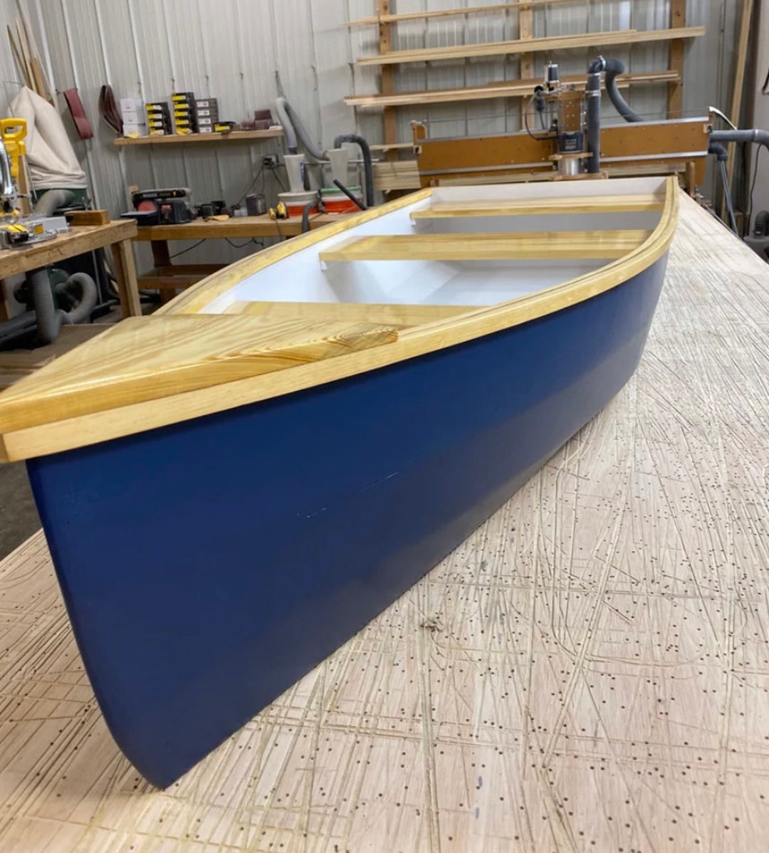 Handcrafted Decorative Rowboat: Baltic Birch, Blue Pine Trim - Etsy