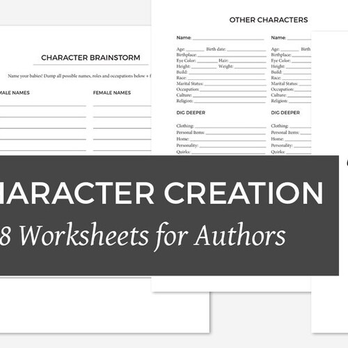 Character Worksheets Writing and Creating Strong Novel | Etsy