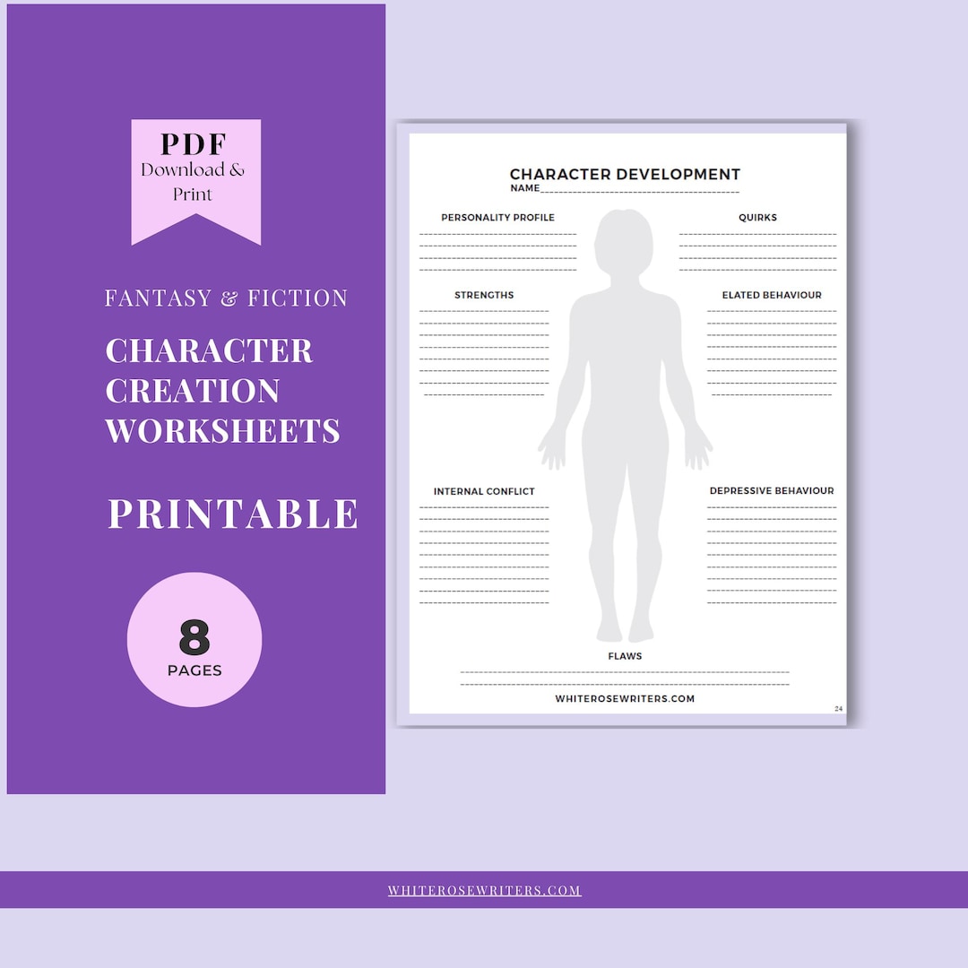 Character Profile Worksheets: Novel Writing Templates (PDF Download - Etsy