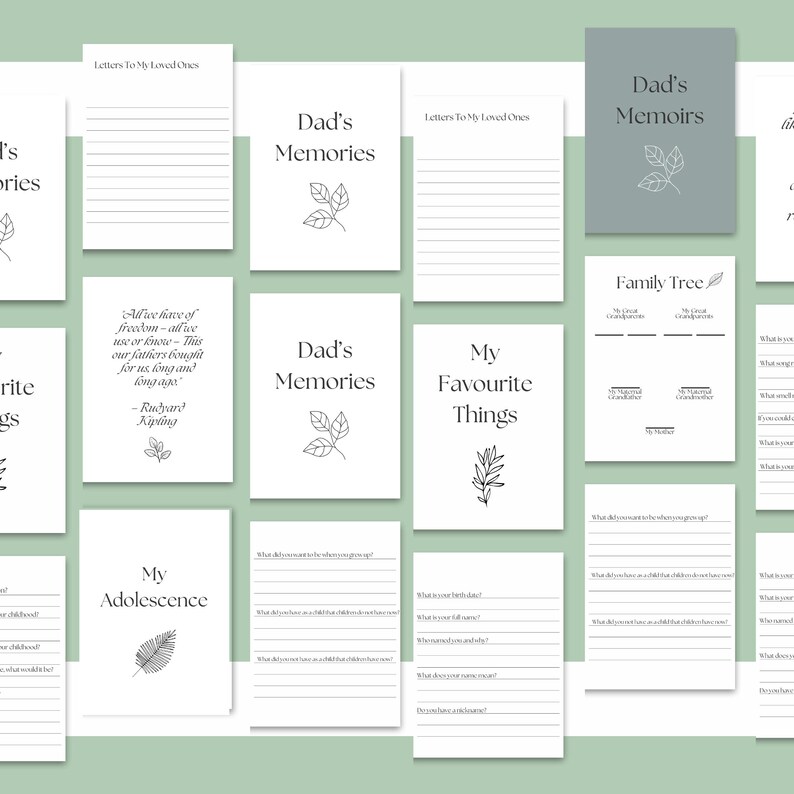 Dad Memoir Journal | Guided Interview Book, Botanical Design (US Letter ...