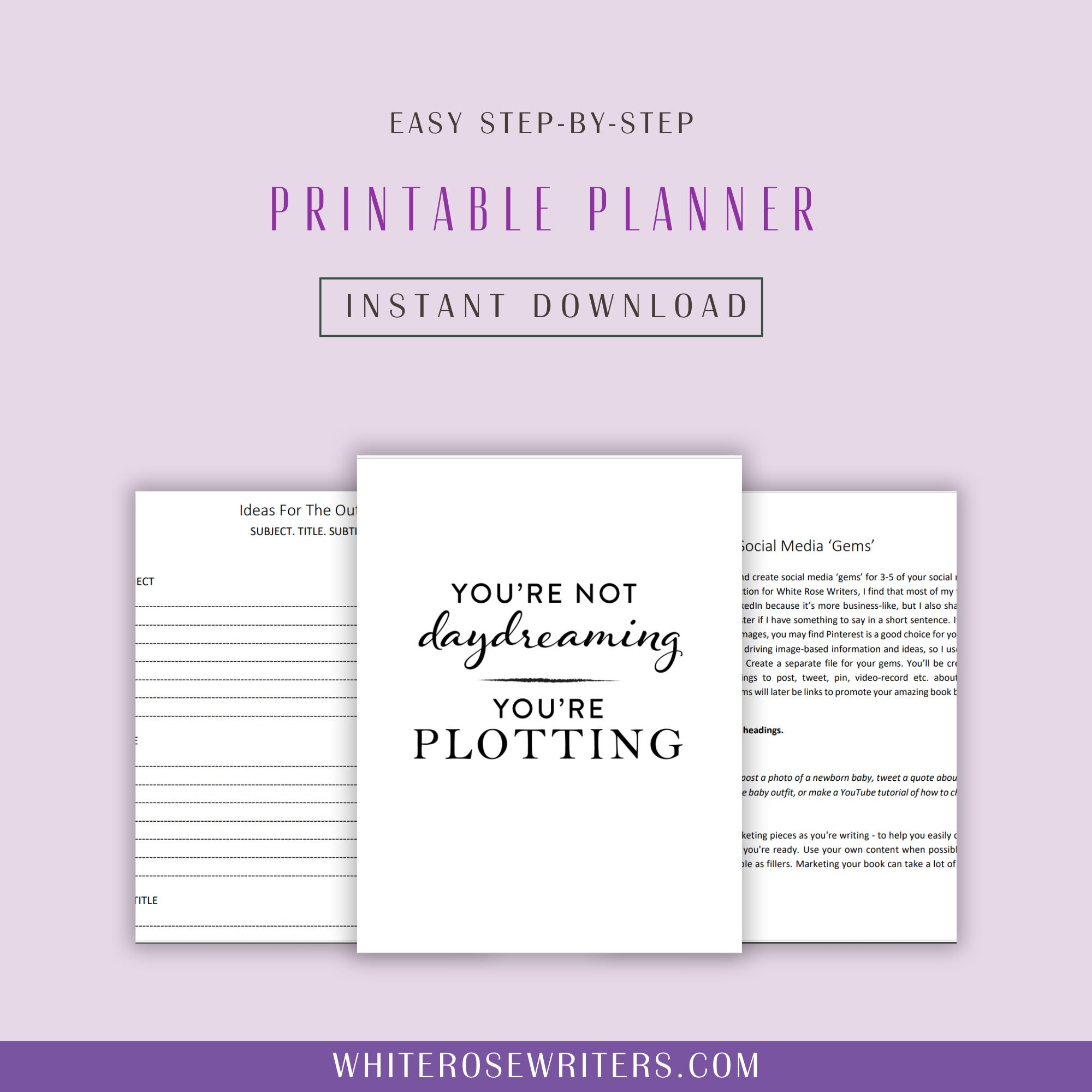 Printable Writing Planner, Writing Guide, Blogging, Printable Workbook ...