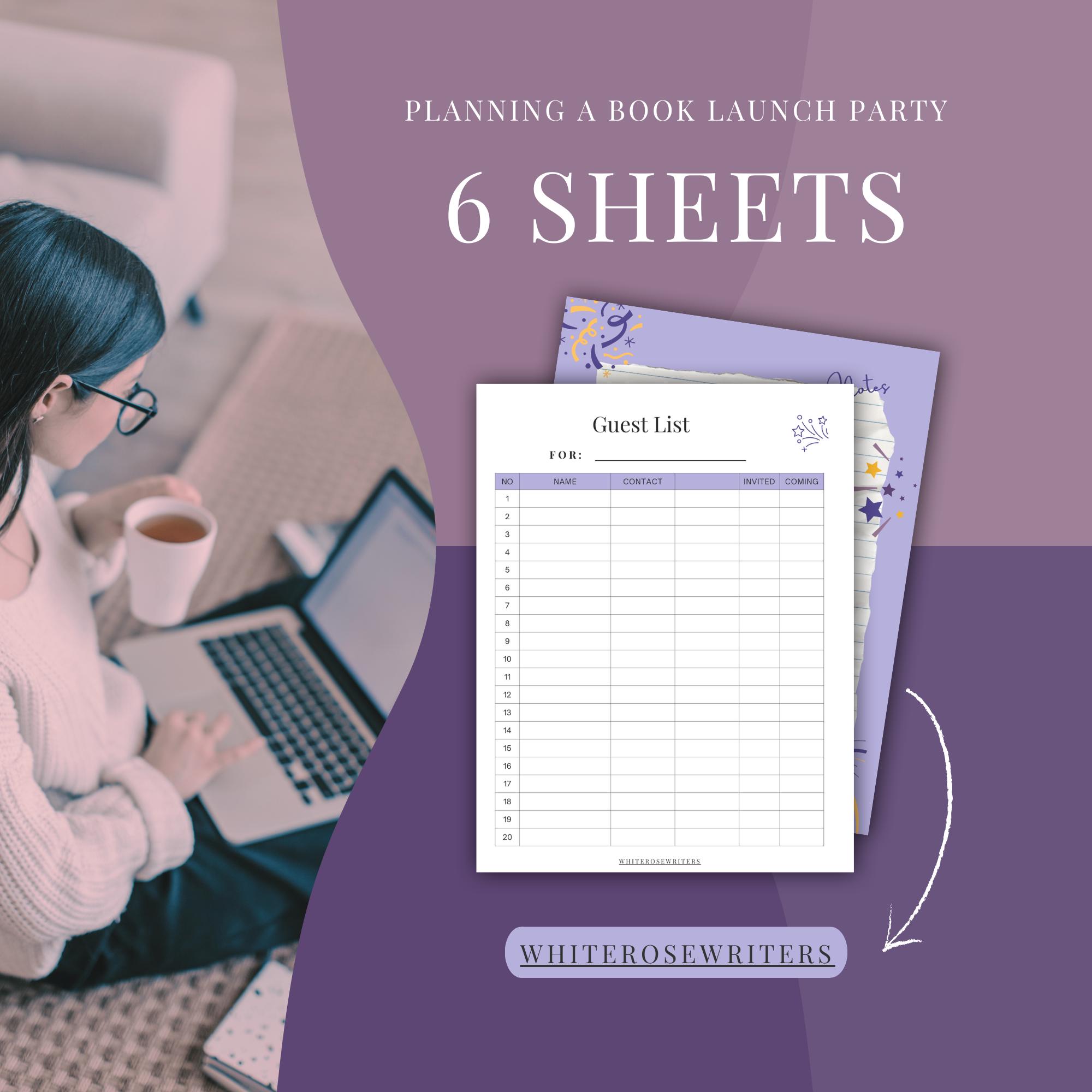 Book Launch Printable Planner Sheets, Instant Download PDF, Plan a Book ...