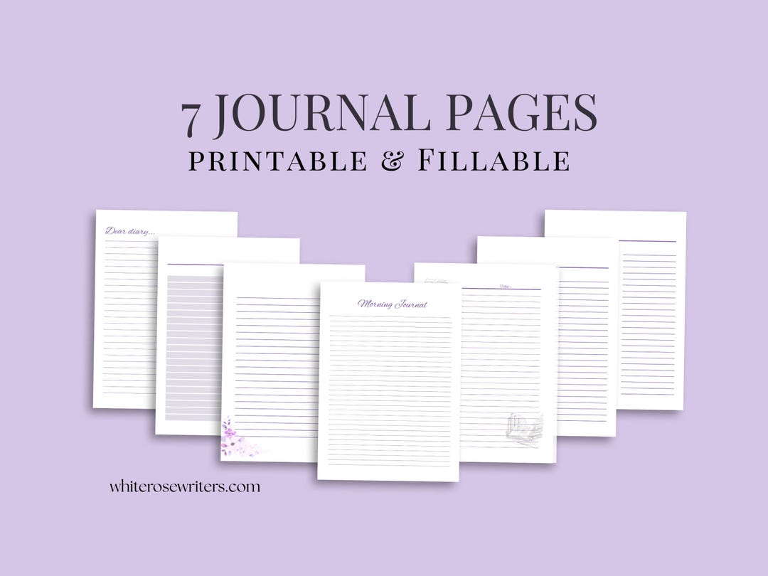 Printable Journal Pages: Set of 7 Lined US Letter Size | 8.5” X 11” - Etsy