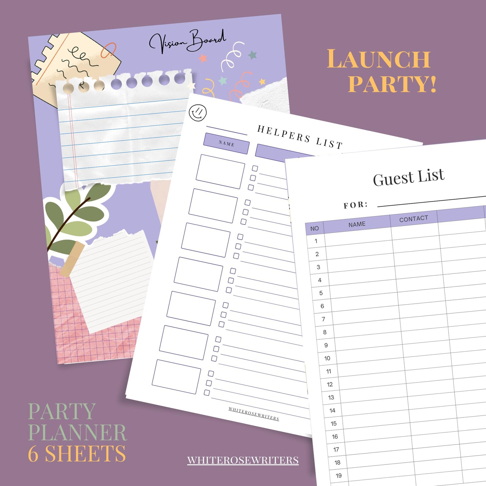 Book Launch Printable Planner Sheets, Instant Download PDF, Plan a Book Launch Party, Gift for ...