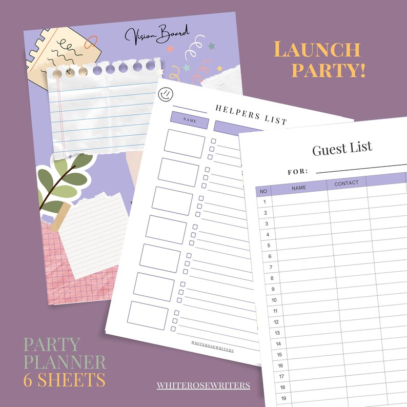 Book Launch Printable Planner Sheets, Instant Download PDF, Plan a Book ...