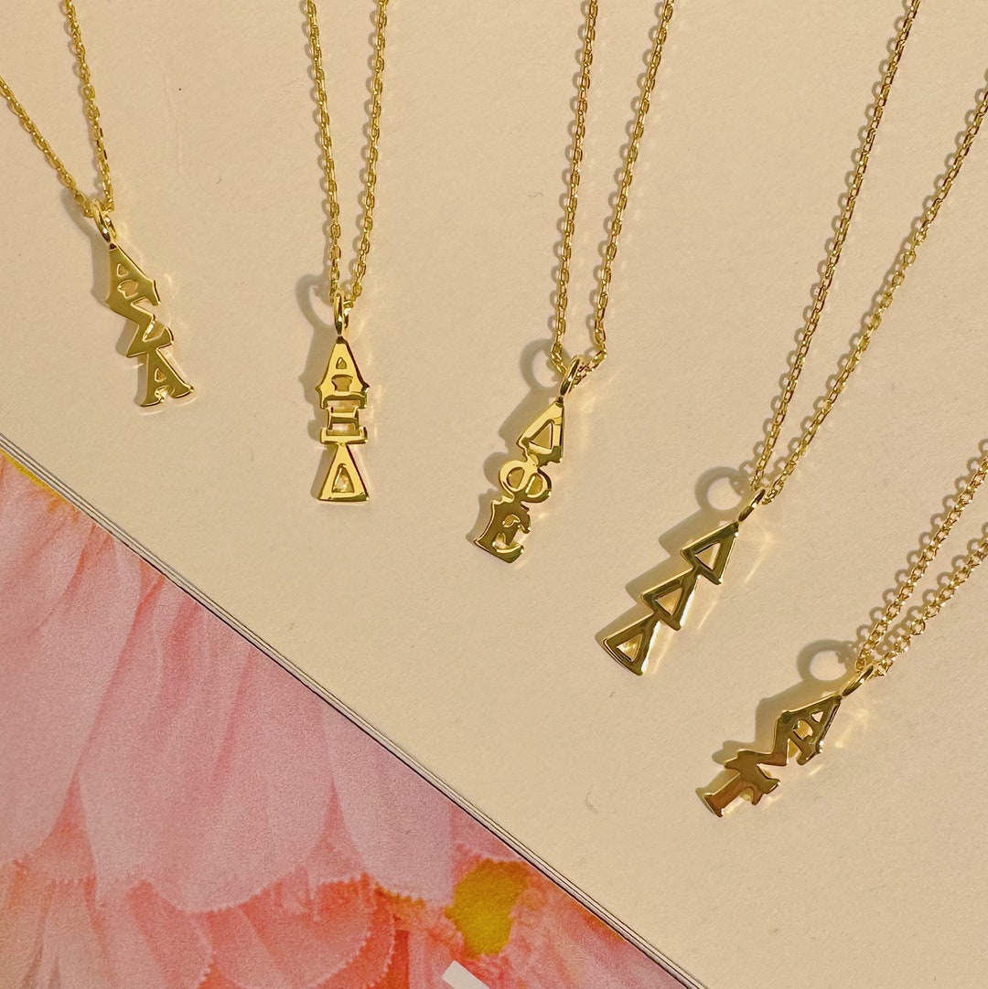Sorority Letter Lavalier Pendant Necklace, Greek Letter Charm Jewelry ...