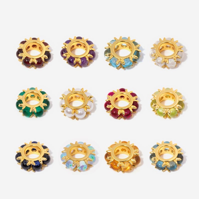 Birthstone Spacer Charm Necklace: 14k Gold Over Silver, Gemstone ...