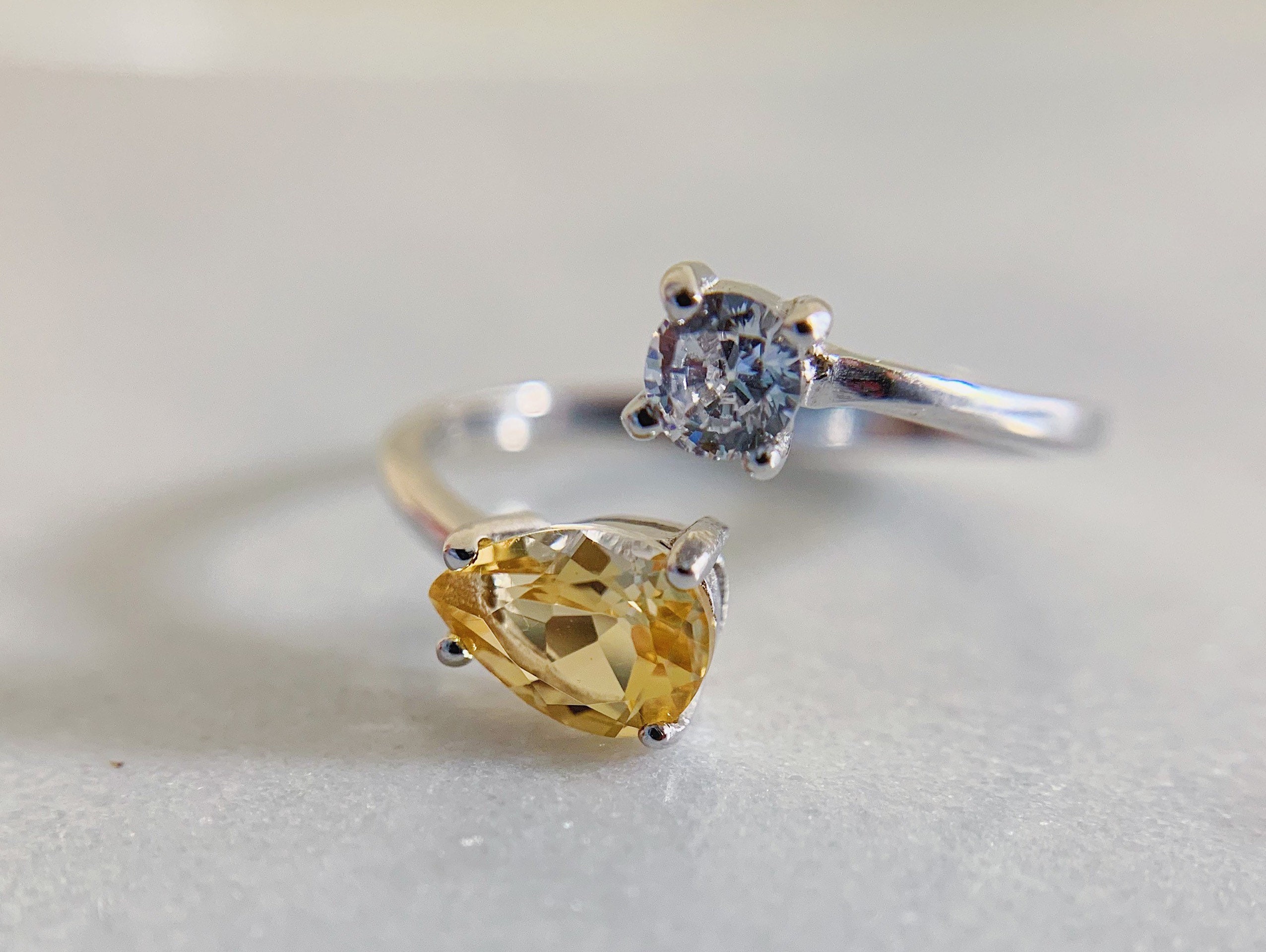 Citrine Silver Ring Citrine Ring November Birthstone Ring | Etsy