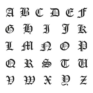 Gold Initial Necklace Old English Initial Necklace Gothic | Etsy