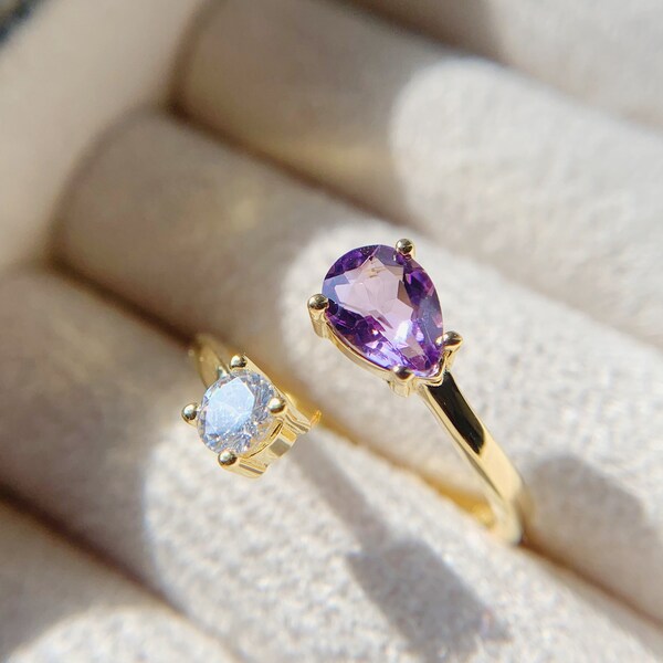 Amethyst Gold Ring - Etsy