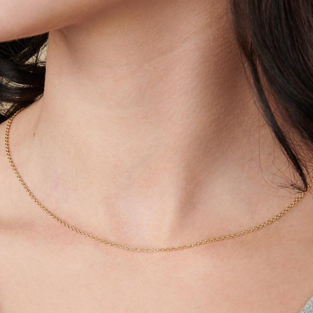 Dainty Cable Chain Necklace: 14k Gold Plated Silver, Layering Necklace ...