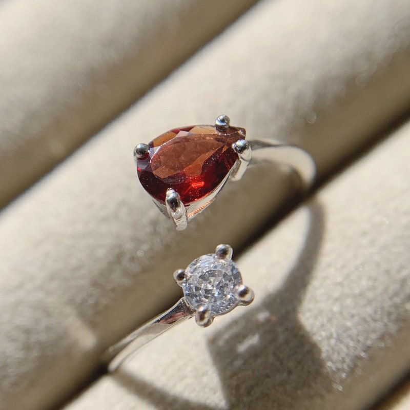 Garnet Silver Ring - Etsy