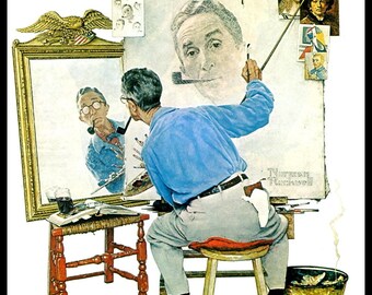 Norman Rockwell Print Triple Self Portrait | Etsy