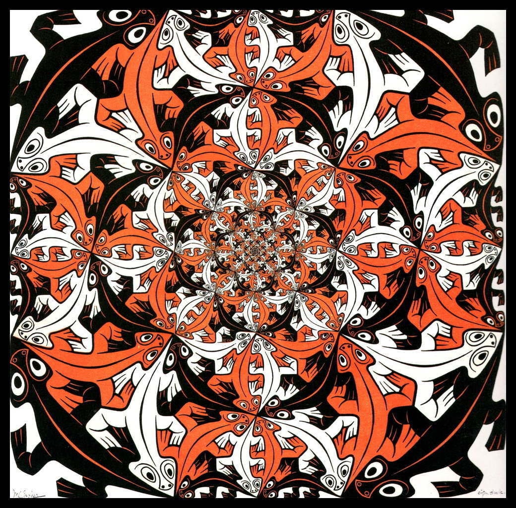 M C Escher Print Escher Art smaller and Smaller - Etsy Ireland