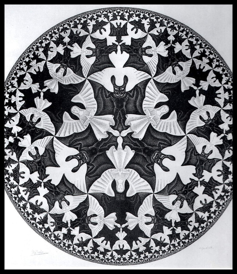 MC Escher Print, Escher Art, "circle Limit IV Heaven Hell", Circa 1960 ...