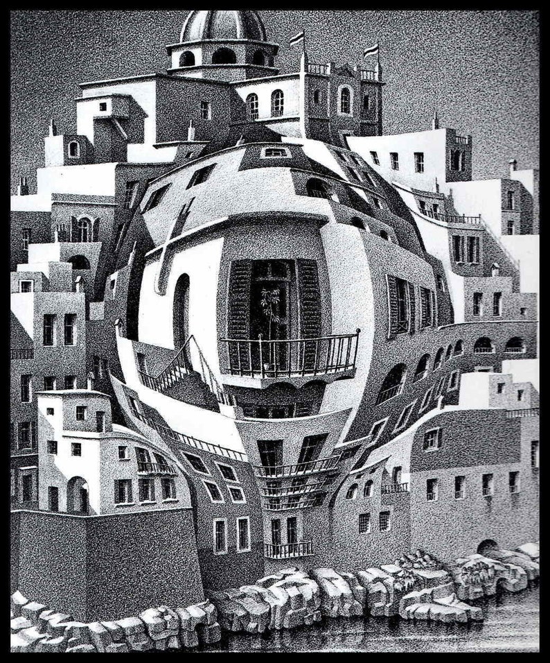 MC Escher Print, Escher Art, "balcony", Circa 1945, Vintage Print, Book ...