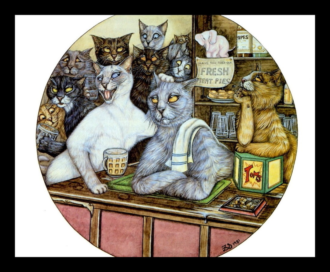 Funny Cat, Cat Art Print, Cat Painting, Cat Illustration, Cat Poster ...