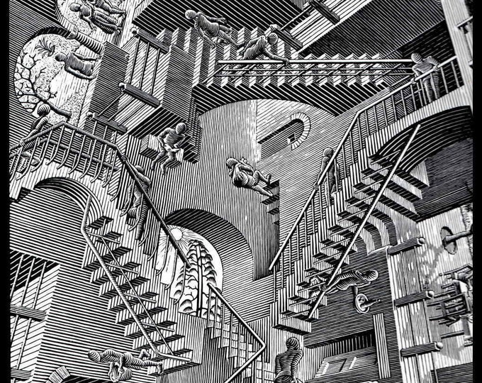 MC Escher Print, Escher Art, relativity, Circa 1953, Vintage Print ...