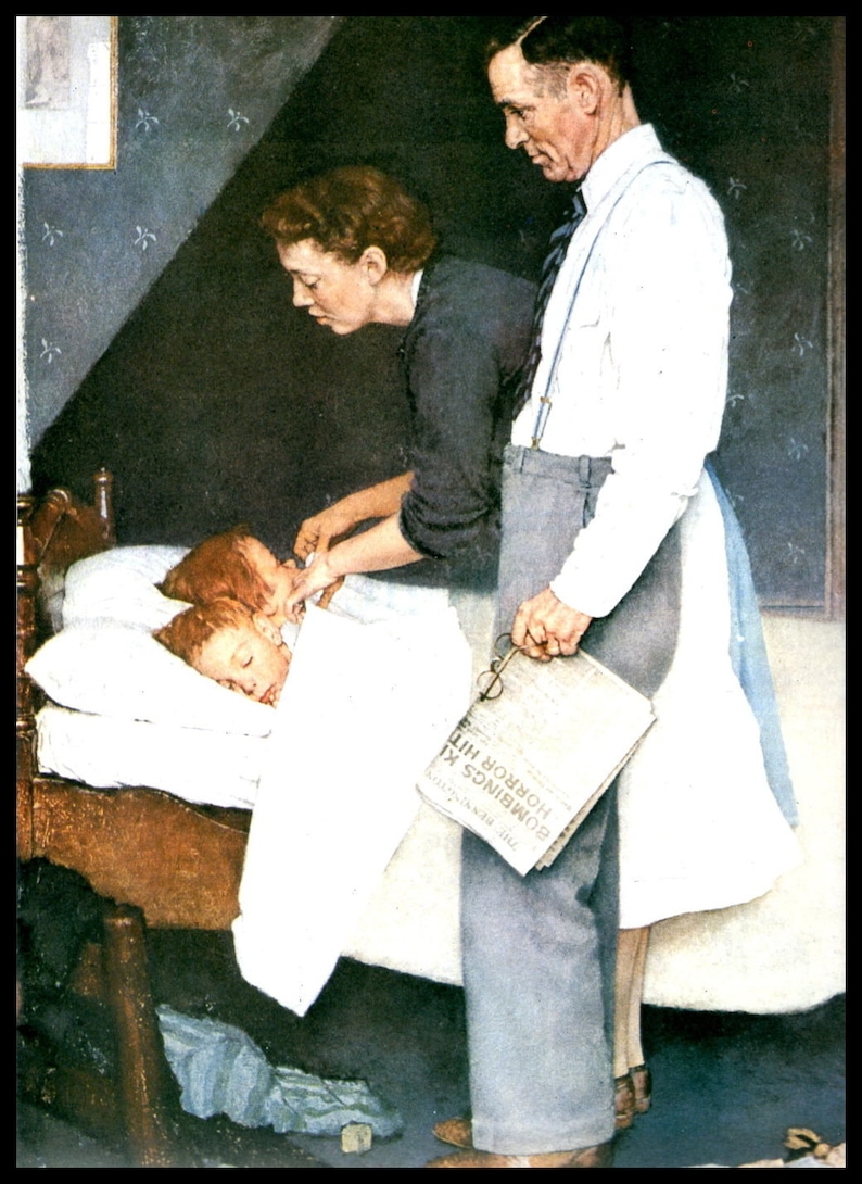 Norman Rockwell Print, Freedom From Fear, Original Vintage Book Page ...