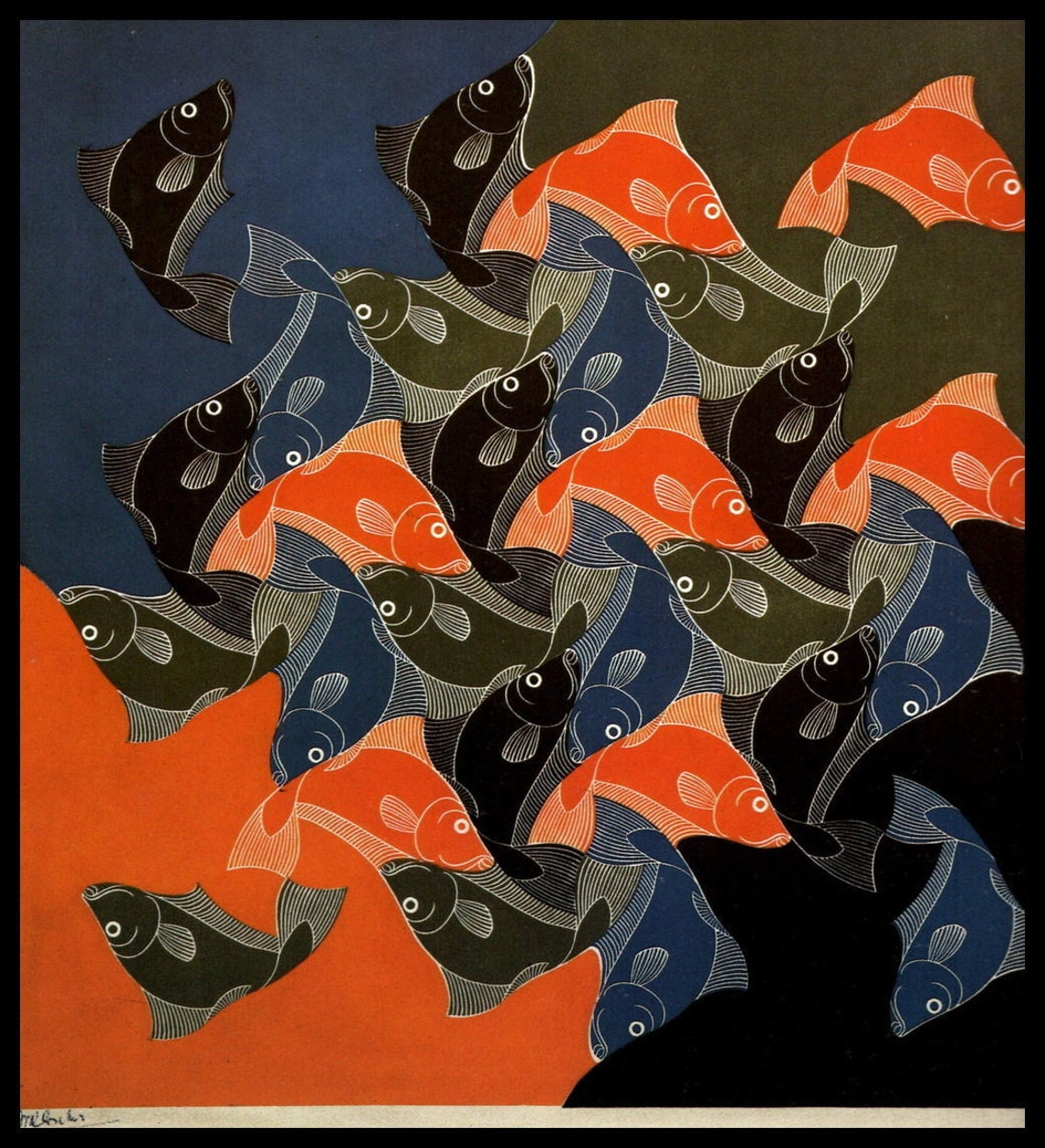 M C Escher Print Escher Art fish Circa 1942 - Etsy