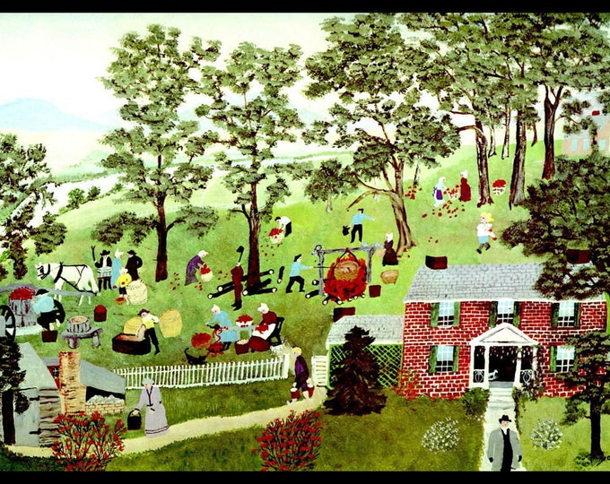 Grandma Moses, Grandma Moses Print, Country Decor, Primitive, Folk Art ...