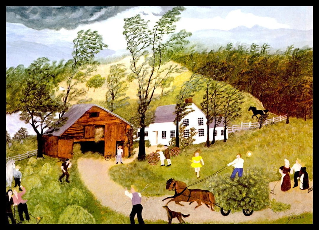 Grandma Moses, Grandma Moses Print, Country Decor, Primitive, Folk Art ...