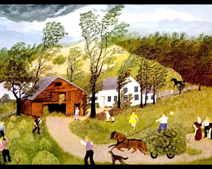 Grandma Moses, Grandma Moses Print, Country Decor, Primitive, Folk Art ...
