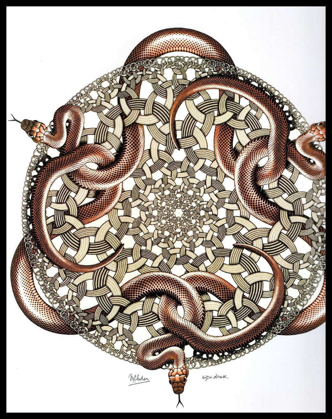 M C Escher Print Escher Art snakes Circa 1969 | Etsy