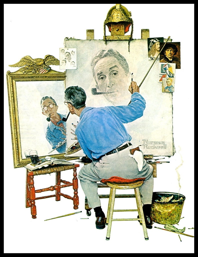 Norman Rockwell Print, "triple Self Portrait", Original Painting for ...