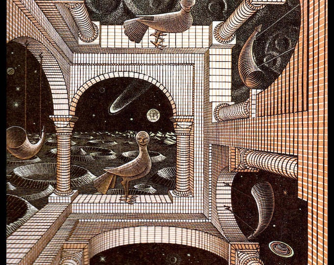 M C Escher Print Escher Art other World Circa | Etsy