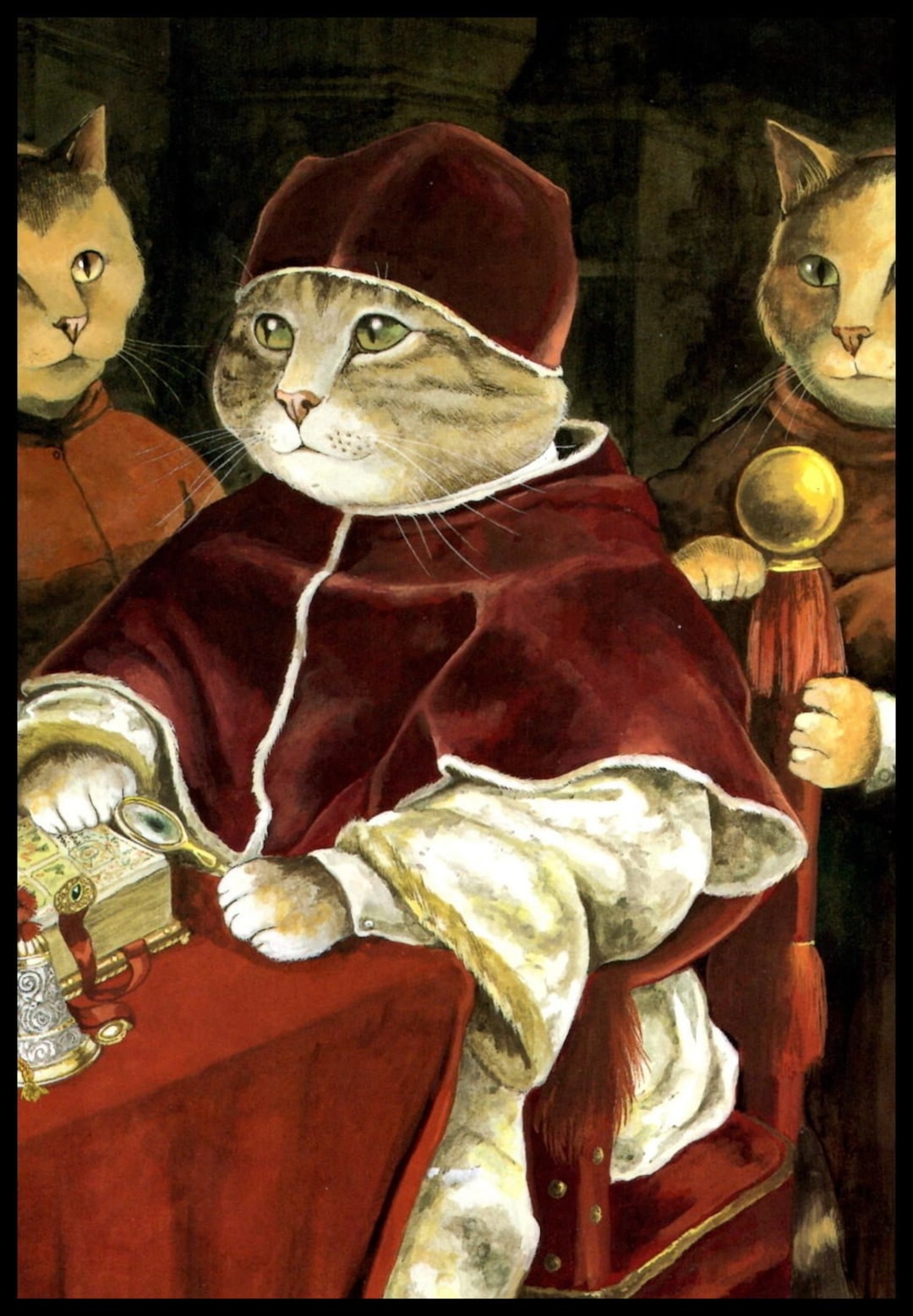 Cat Art Print, Raphael Spoof by Susan Herbert 1994, Original Book Plate ...