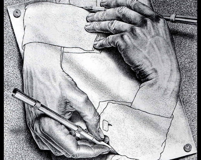 M C Escher Print, Escher Art, drawing Hands, Circa 1948, Vintage Print ...