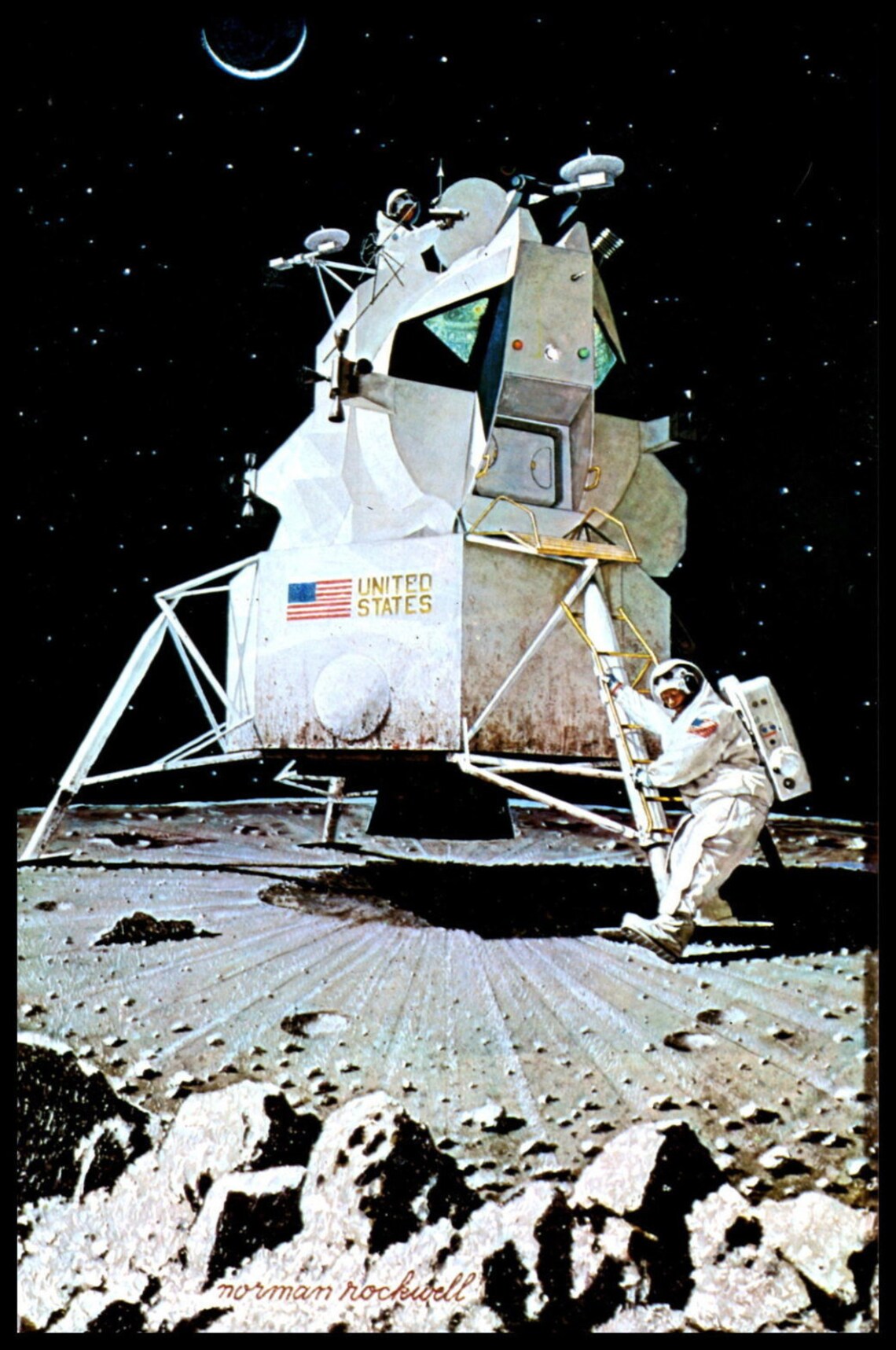 Norman Rockwell Print, "man's First Step on the Moon" Original Painting ...