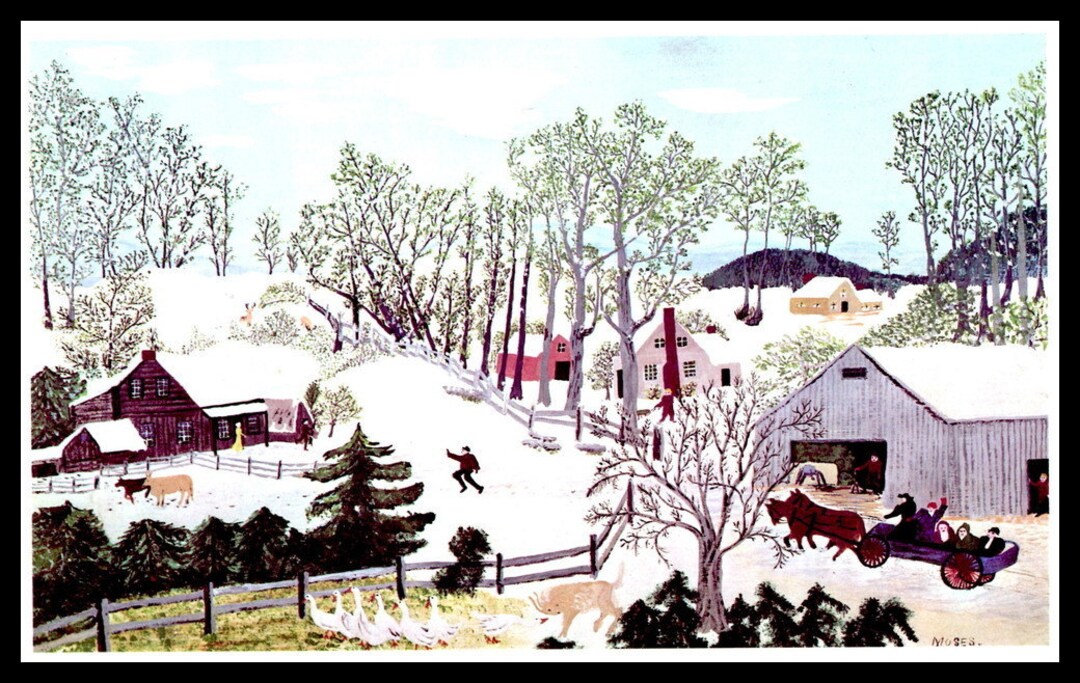 Grandma Moses, Grandma Moses Print, Country Decor, Primitive, Folk Art ...