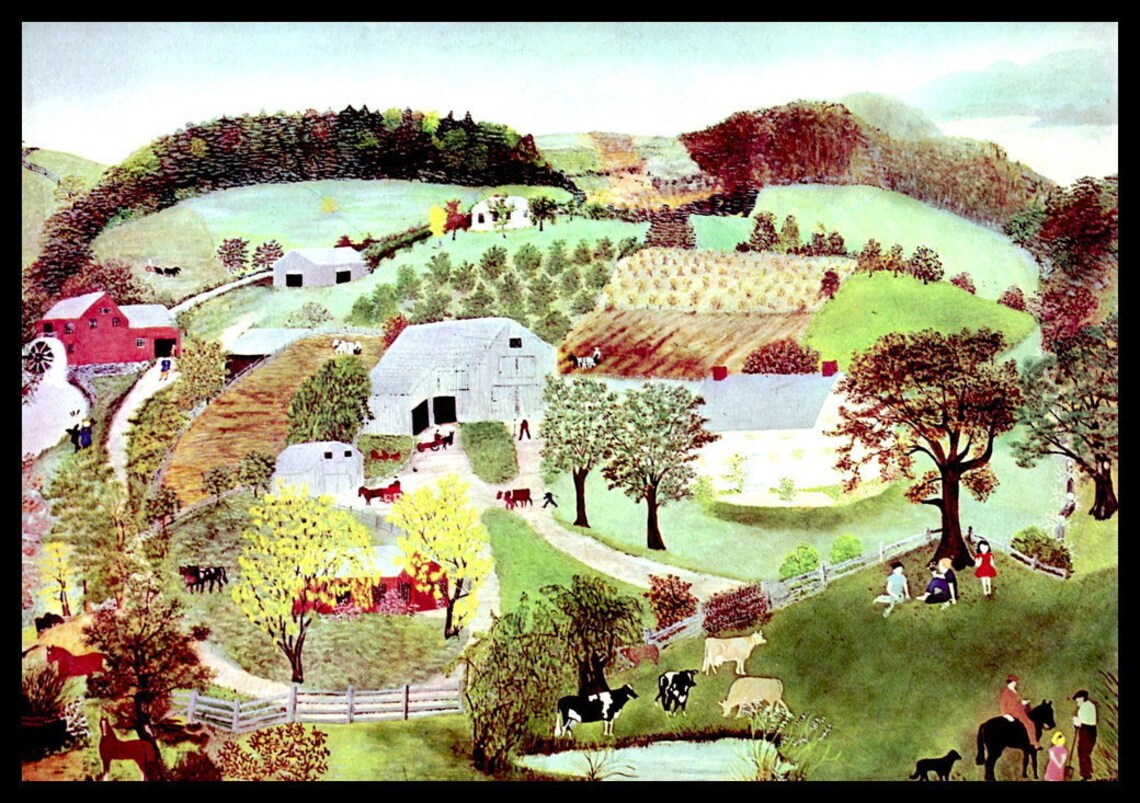 Grandma Moses, Grandma Moses Print, Country Decor, Primitive, Folk Art ...